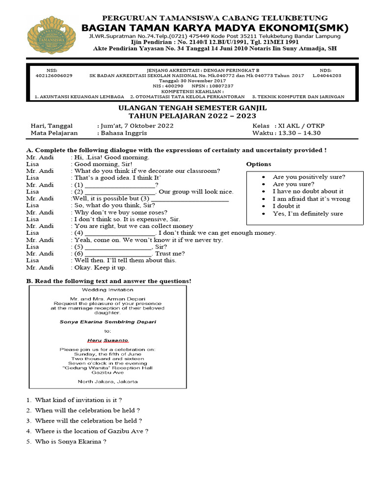KOP UTS Ganjil T.P 2022 - 2023 | PDF