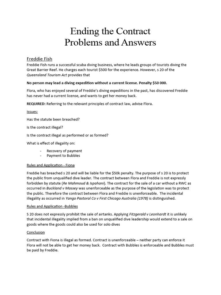 Ending The Contract Written Answers | PDF | Misrepresentation | Damages