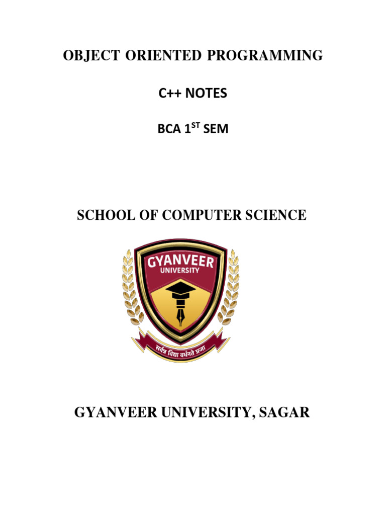 Bca 1 Sem Cpp Oop Notes Pdf Integer Computer Science Boolean Data Type 1118