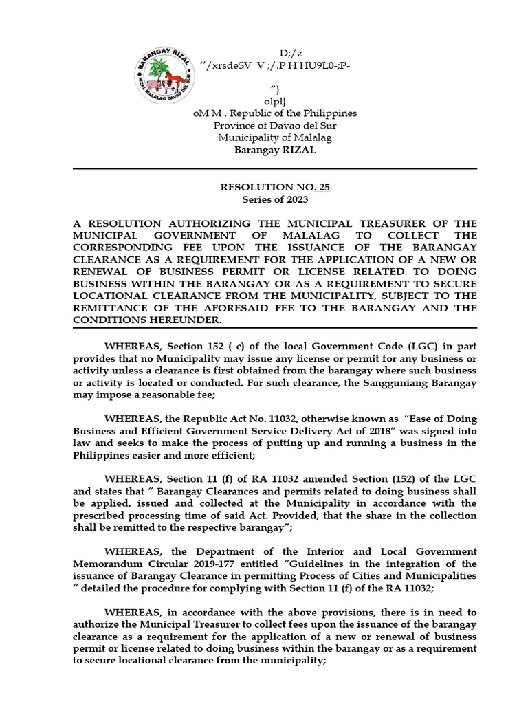 reso_barangay-clearnce | PDF | Government | Justice