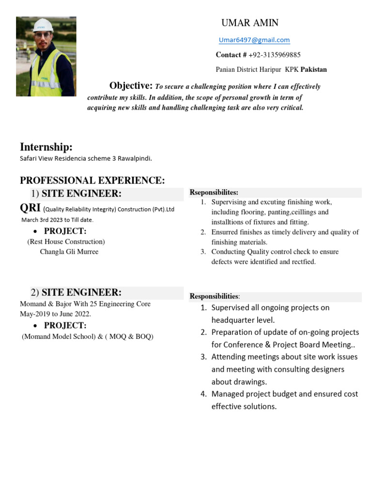 Umar Amin CV | PDF | Engineering | Business