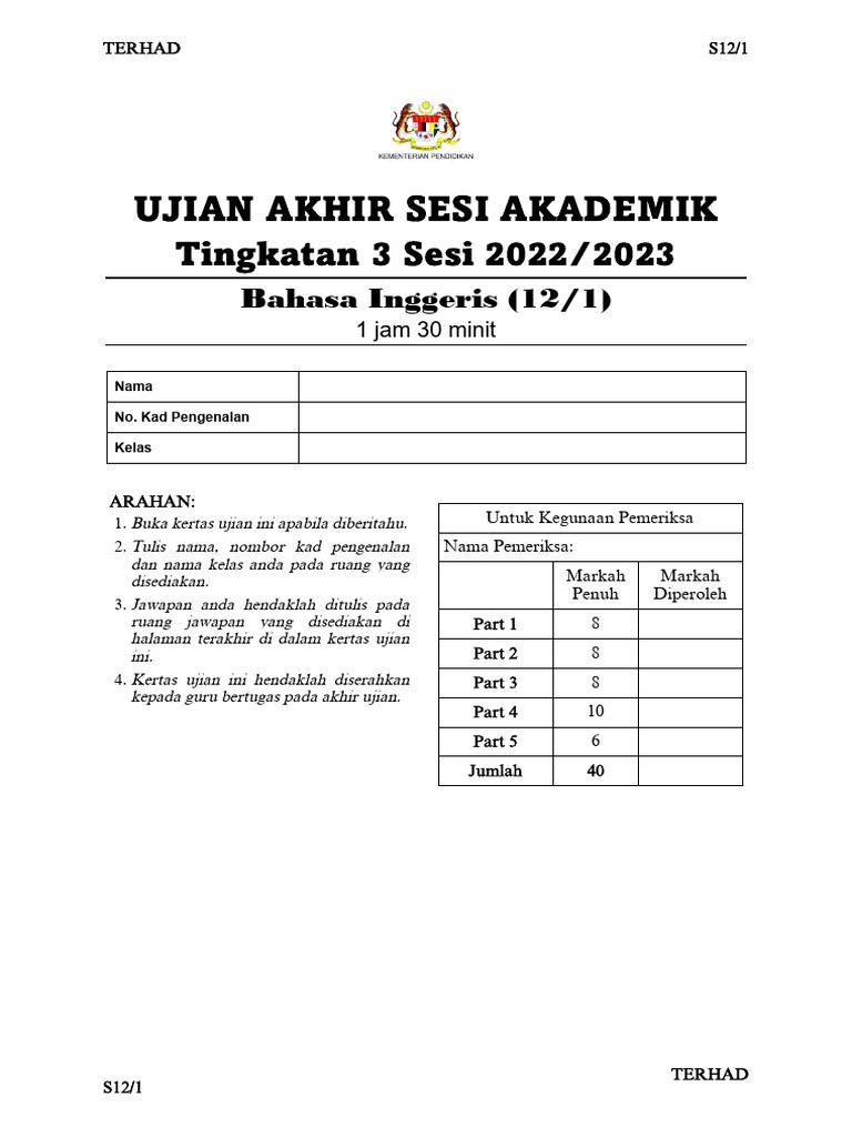 UASA BI Form 3 | PDF | Penguin
