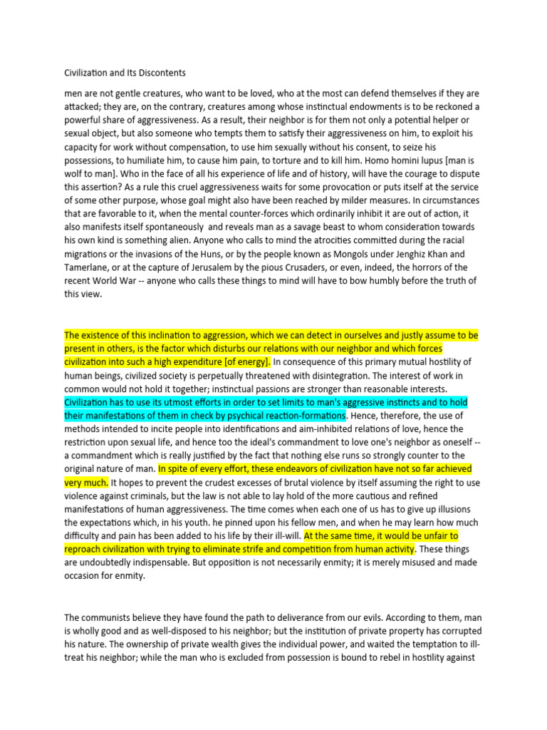Civilization and Its Discontents (Excerpt) | PDF | Property
