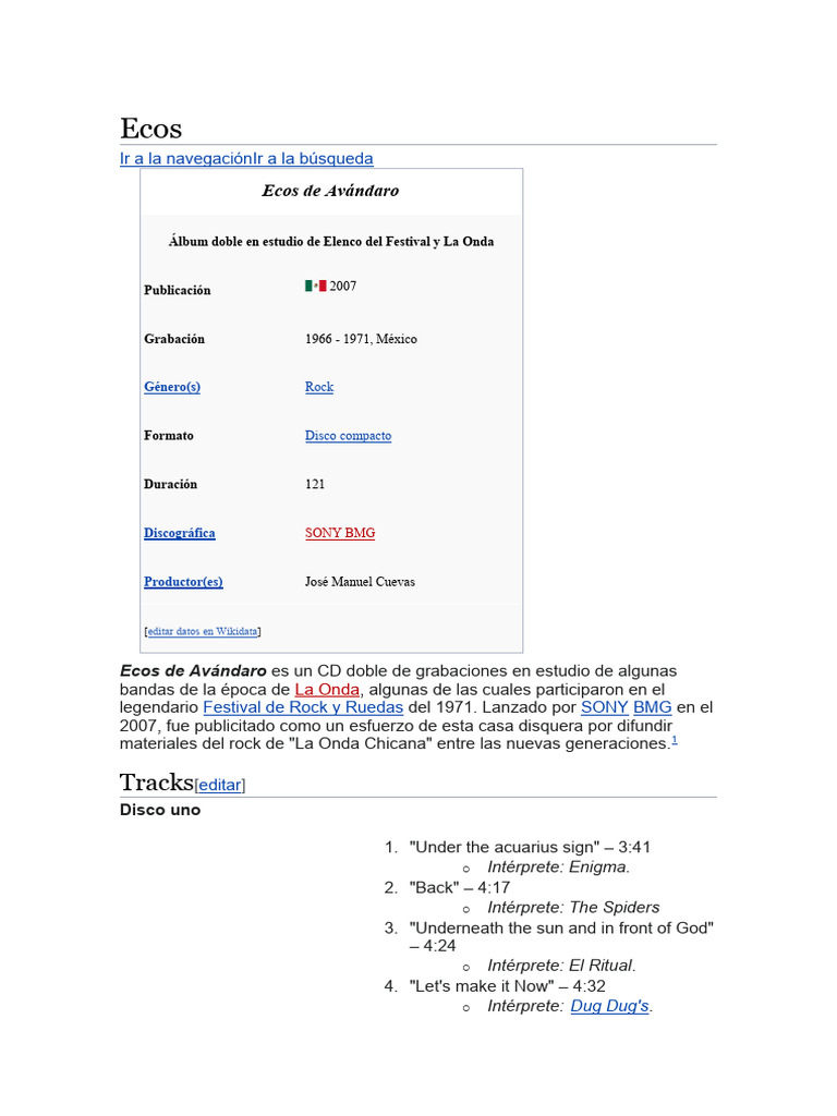 Ecos | PDF | Wikipedia | Contenido libre