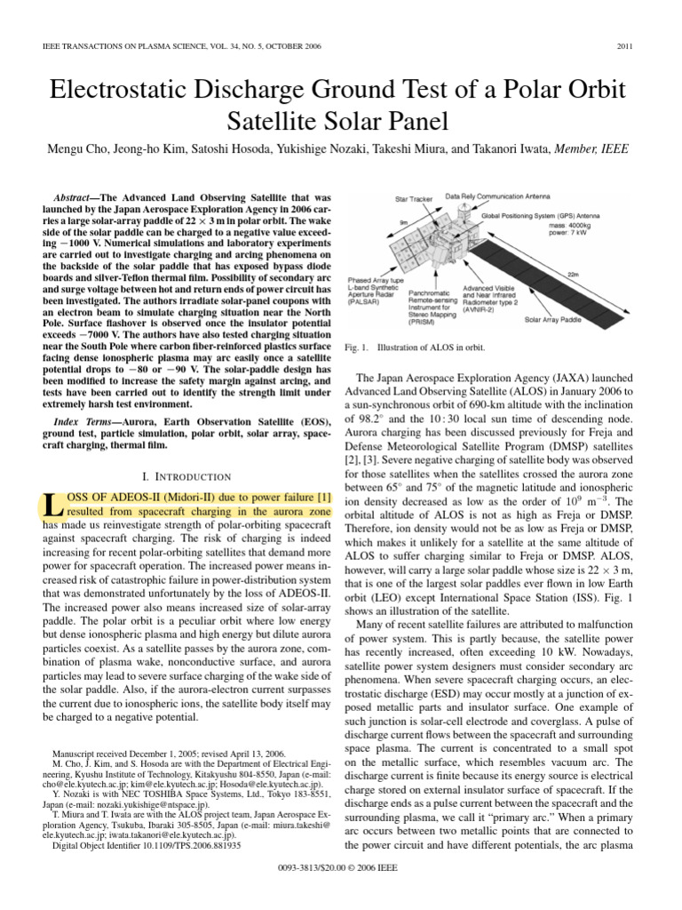 Electrostatic Discharge Ground Test of A Polar Orbit Satellite Solar ...