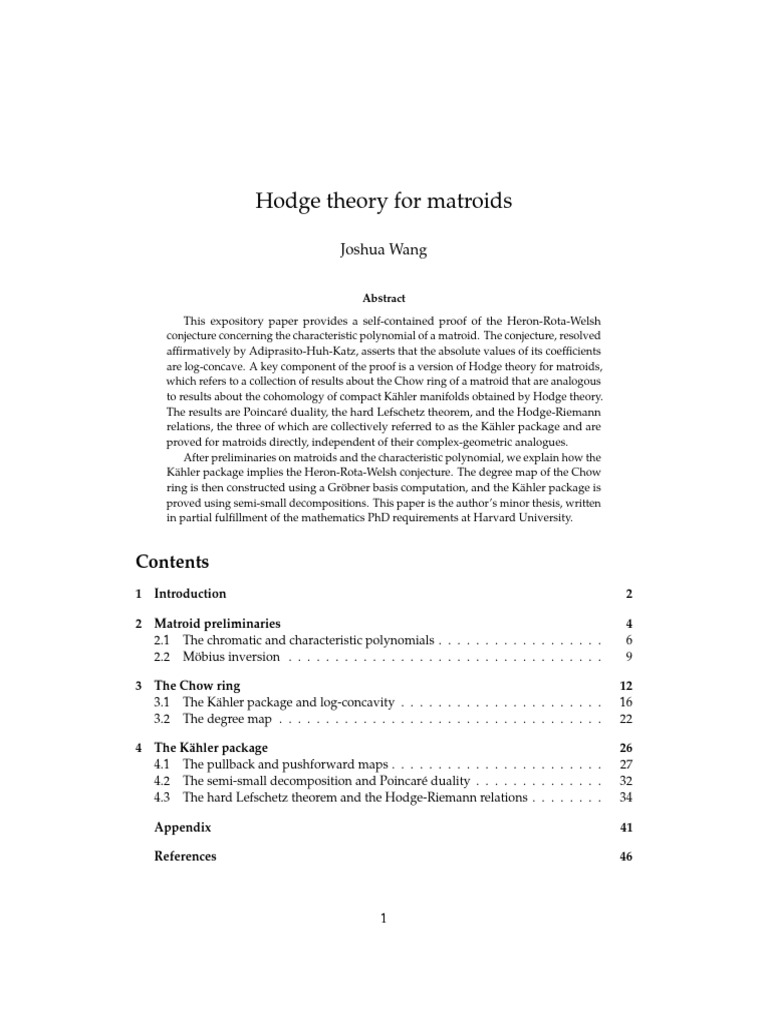 Hodge Theory Matroids | PDF | Vector Space | Mathematical Relations