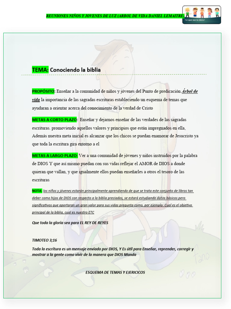 Conociendo La Biblia Reuniones de Niños y Jovenes | PDF | Biblia