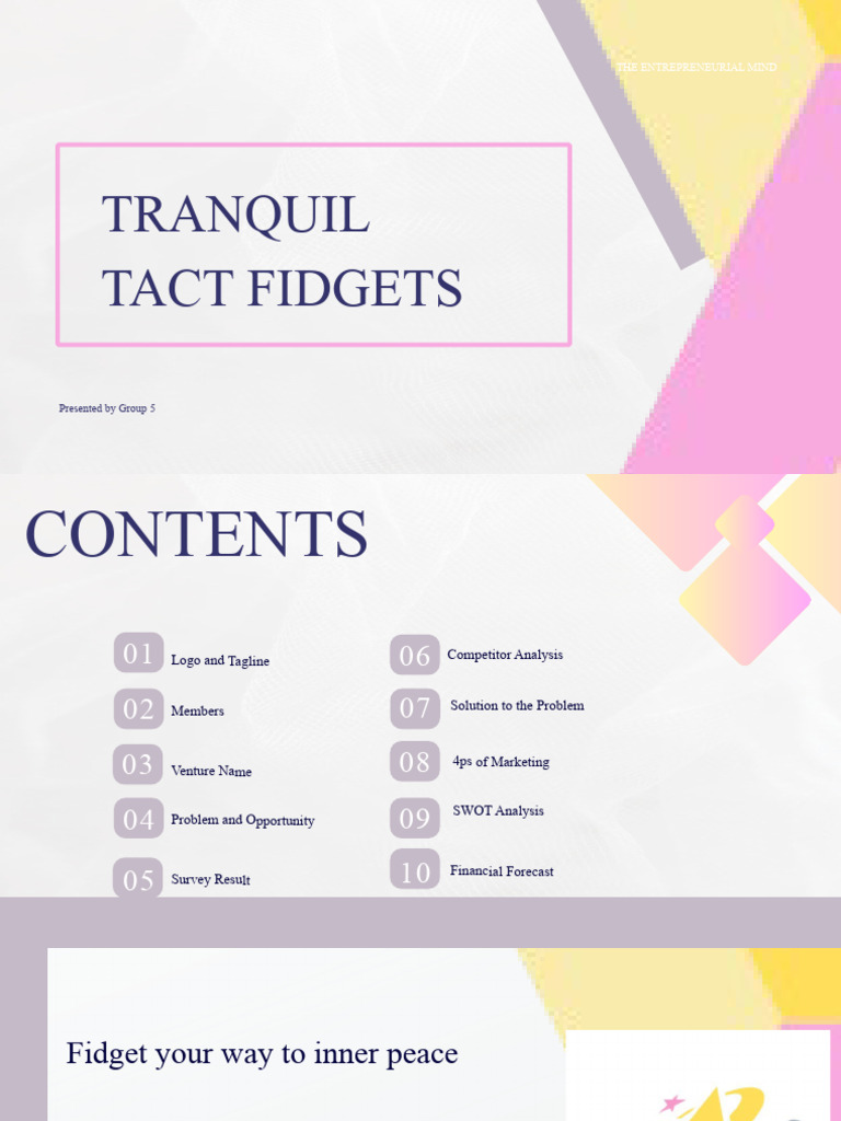 Tranquil Tact Fidgets | PDF | Psychology | Behavioural Sciences