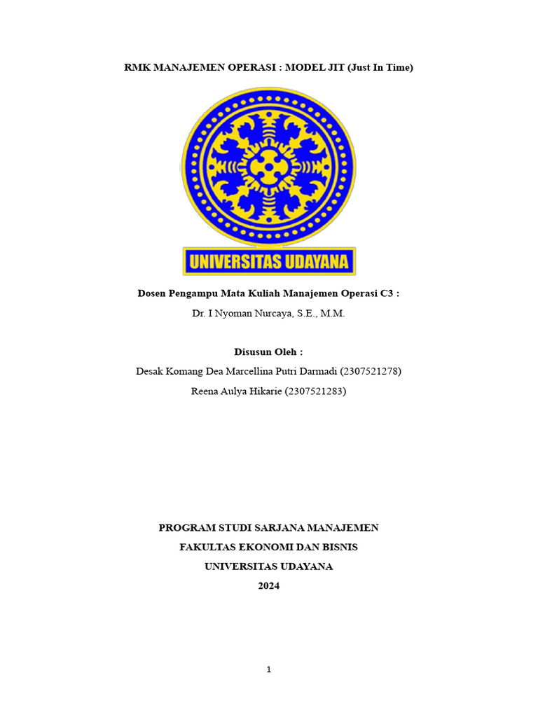 Kelompok 9 - Model JIT (Just in Time) | PDF | Bisnis | Pengelolaan Keuangan & Uang