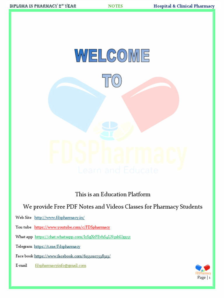 Hospital & Clinical Pharmacy Notes | PDF | Pharmacy | Pharmacist