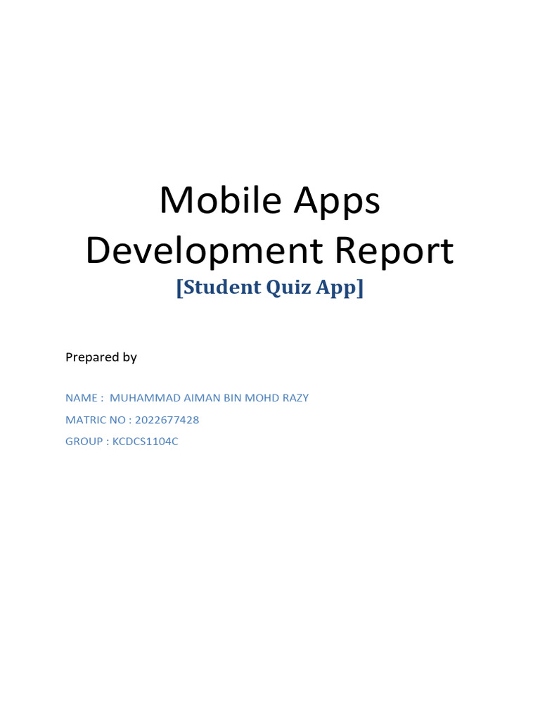 Individual Project Report CSC264 | PDF | Mobile App | Application Software