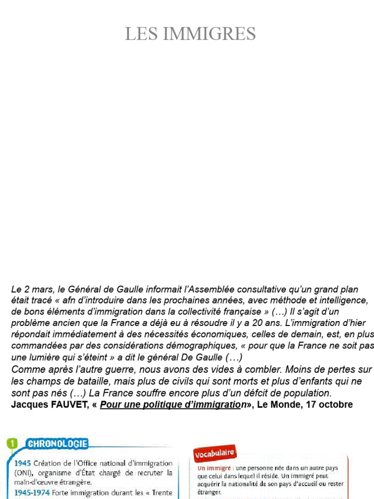 Politique d'immigration en France : enjeux et évolutions | PDF ...