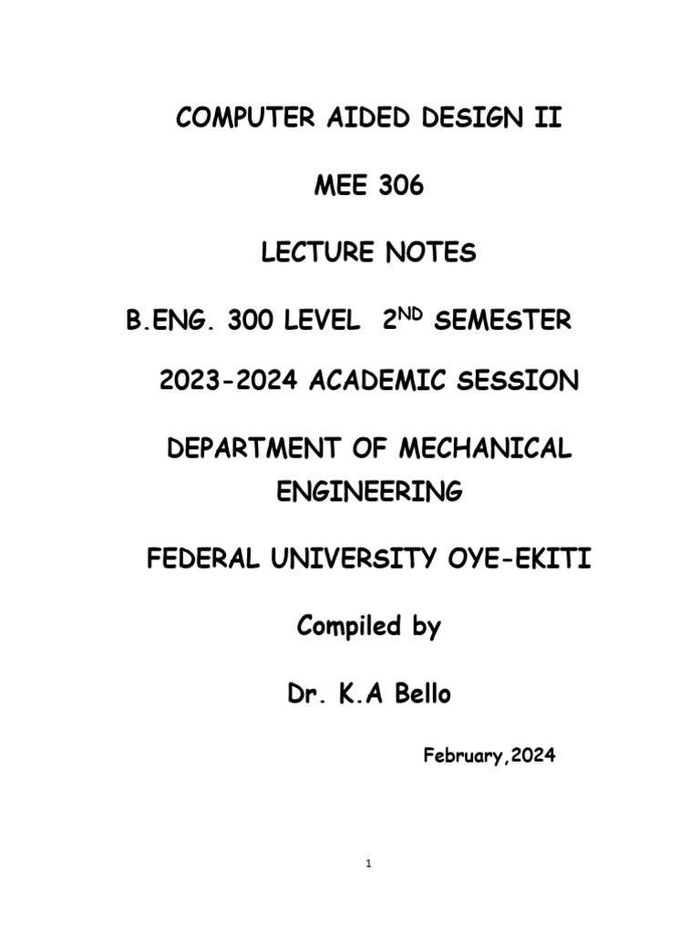 Computer Aided Design II Lecture Notes | Download Free PDF | Computer ...