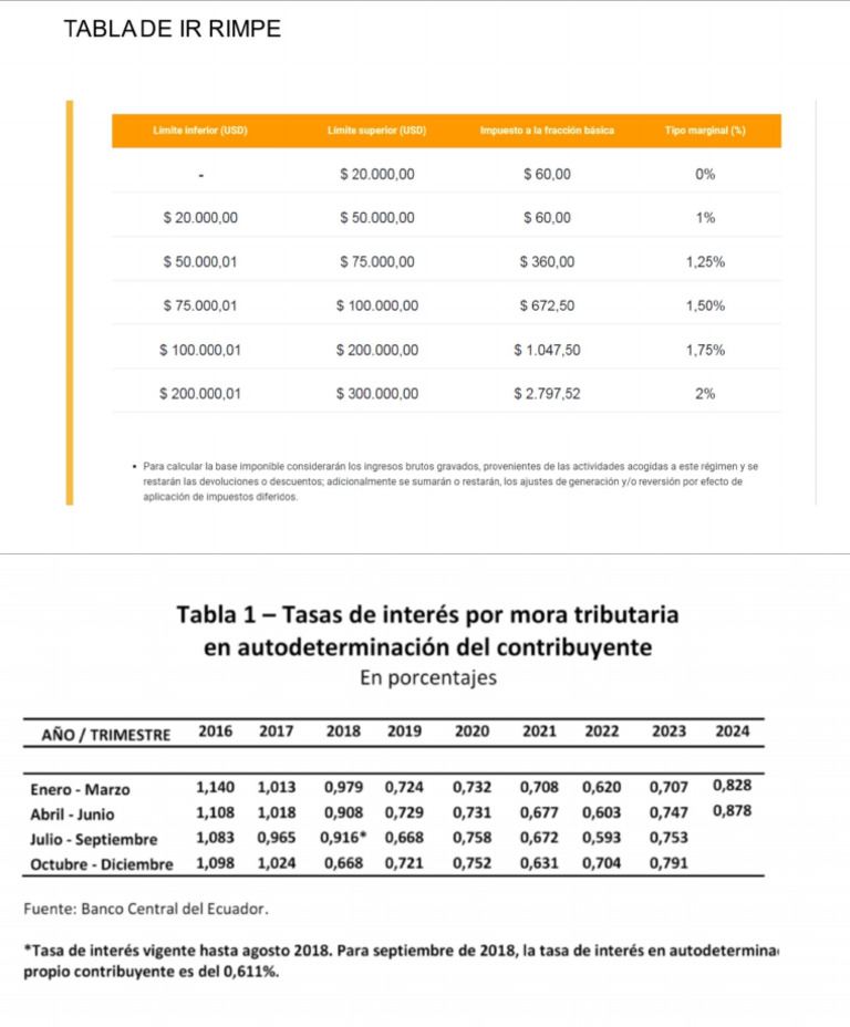 Tabla Rimpe e Intereses de Multas | PDF
