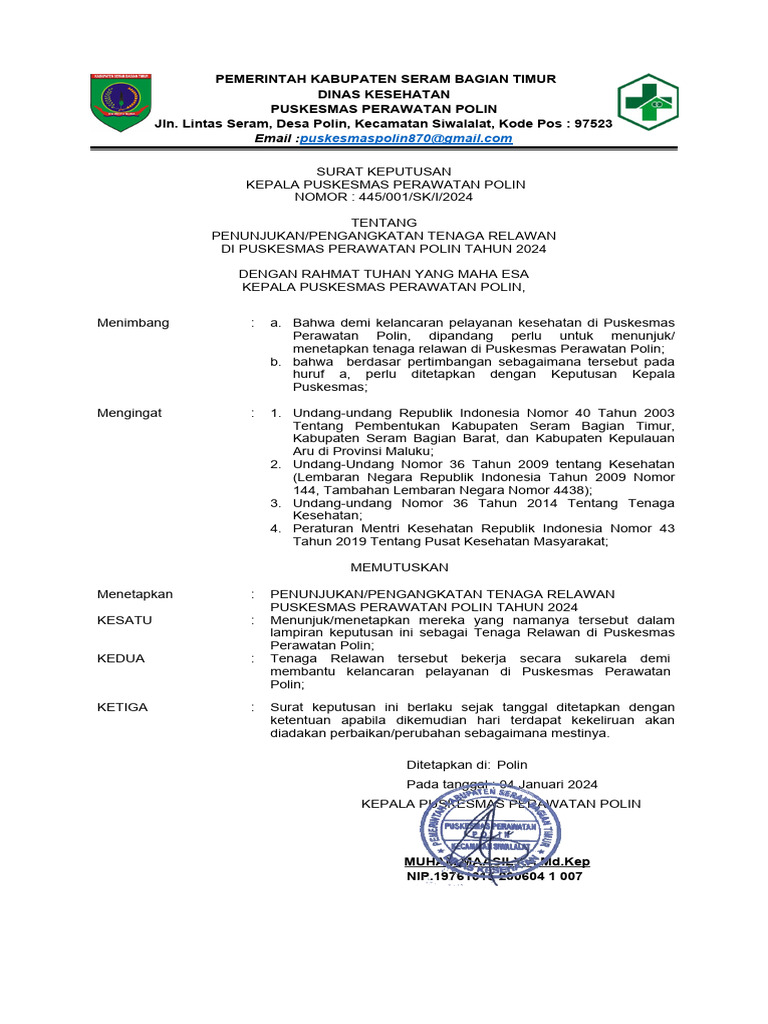 SK Relawan 2024 | PDF