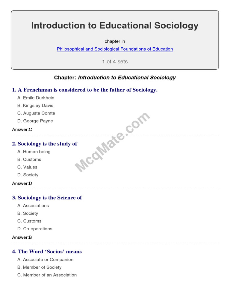 Introduction To Educational Sociology Philosophical and Sociological ...
