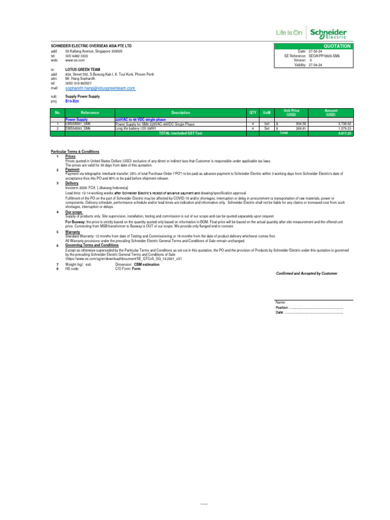 SE-2402-0013 - Power Supply SM6 B19-B20 | PDF | Payments