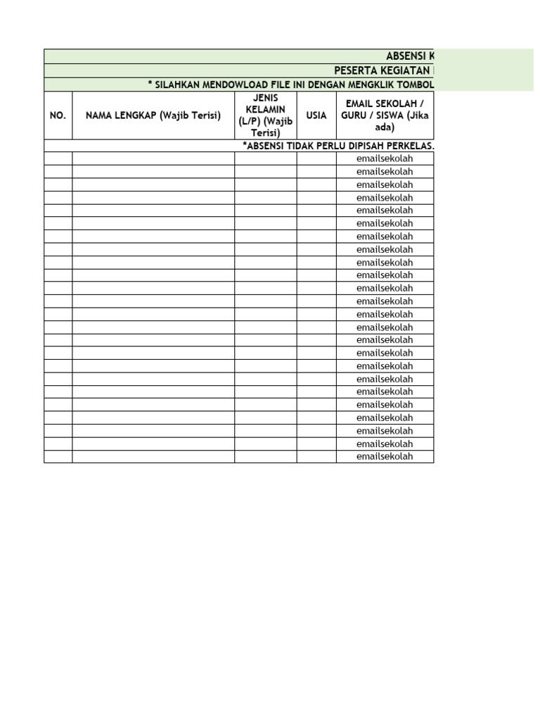 Template Absensi Nobar | PDF