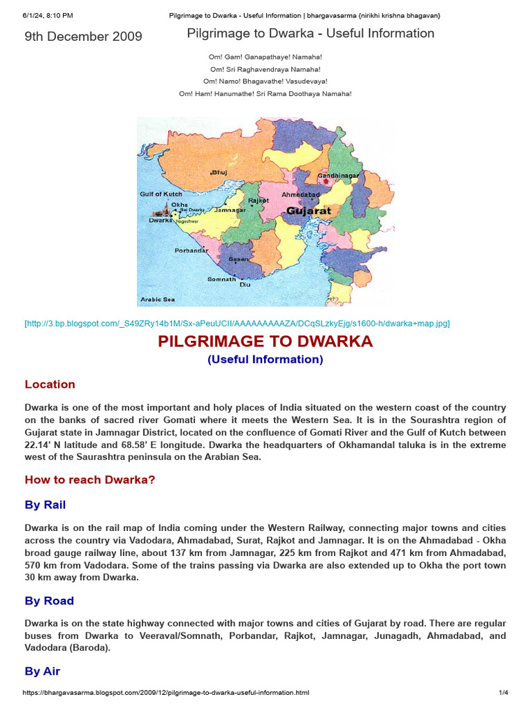 Pilgrimage to Dwarka - Useful Information _ bhargavasarma {nirikhi krishna bhagavan} | Download ...