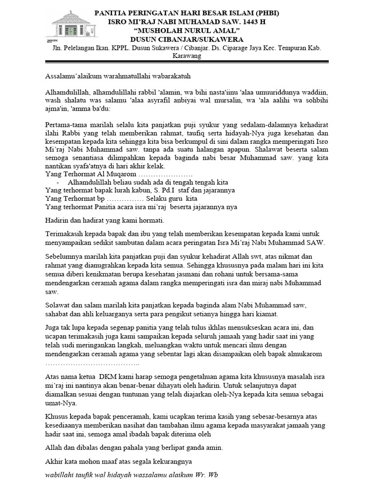 Sambutan Ketua DKM | PDF | Agama & Spiritualitas