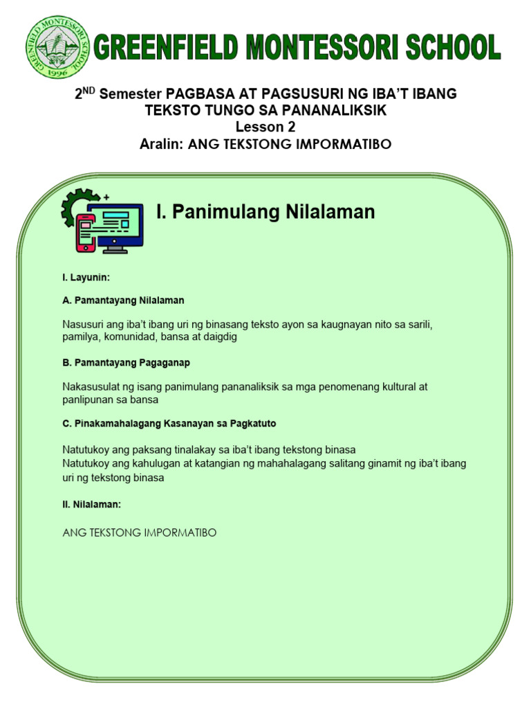 Q3 LESSON 2 Pagbasa at Pagsusuri | PDF