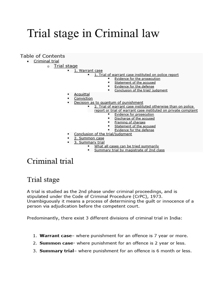 Trial Stage in Criminal Law | Download Free PDF | Trials | Acquittal