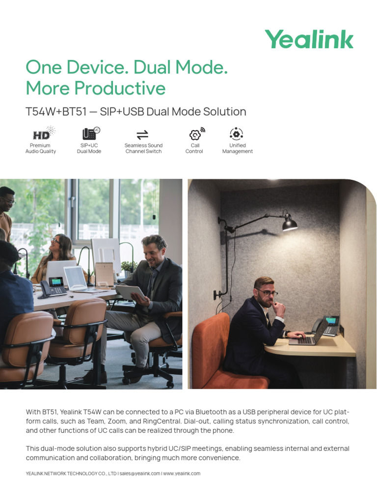 One Device. Dual Mode. More Productive: T54W+BT51 - SIP+USB Dual Mode ...