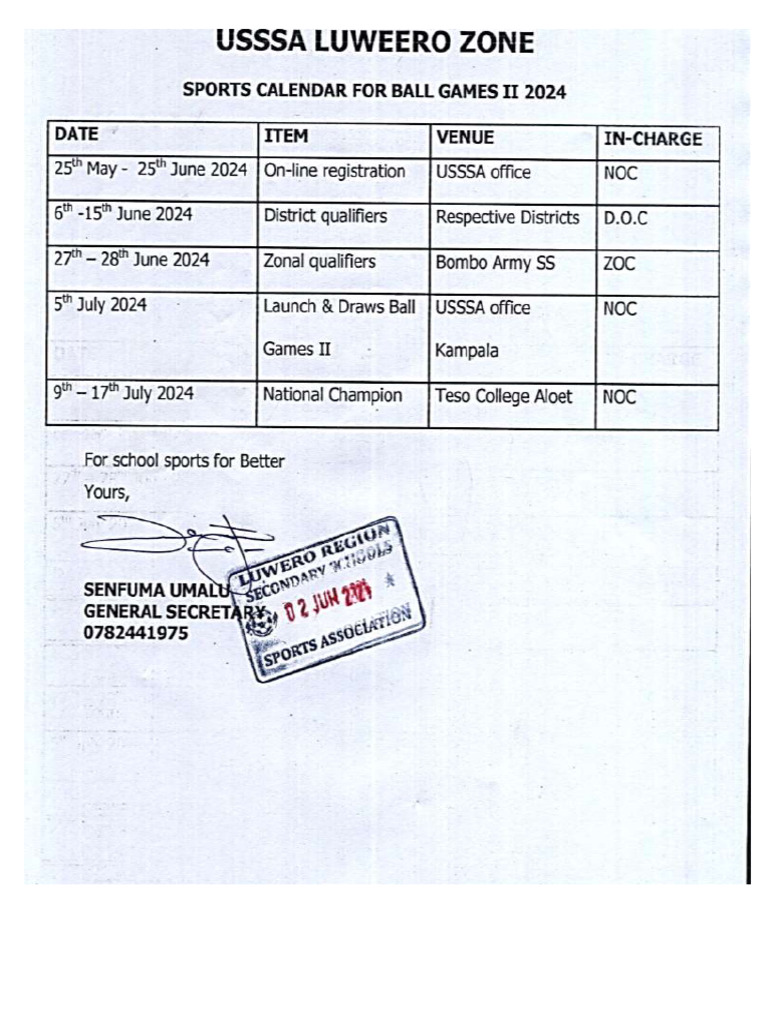 Sports Calendar 2024 | PDF