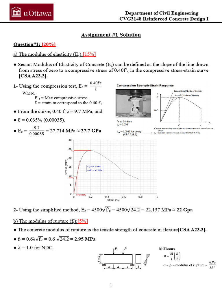 Assignment#1 - Solution - EI - Summer 2024 | PDF | Young's Modulus | Beam (Structure)