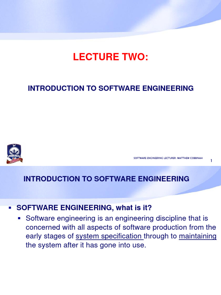 Lecture 2-2022 - Introduction To Software Engineering | PDF | Software ... Lecture 2-2022 - Introduction To Software Engineering | PDF | Software ...