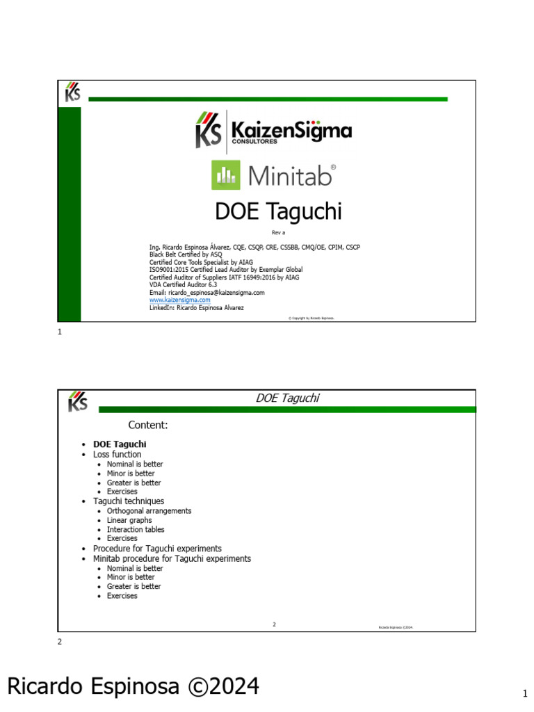 DOE Taguchi by Minitab | PDF | Engineering Tolerance | Design Of Experiments