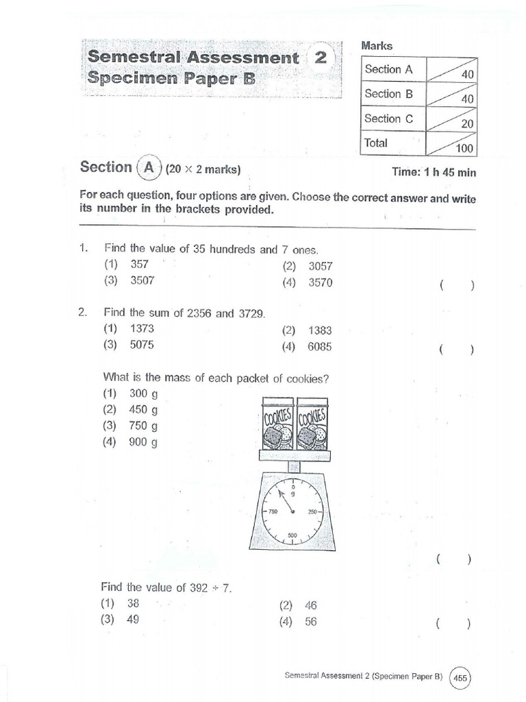 Semestral Assessment 2 Specimen Paper B | PDF