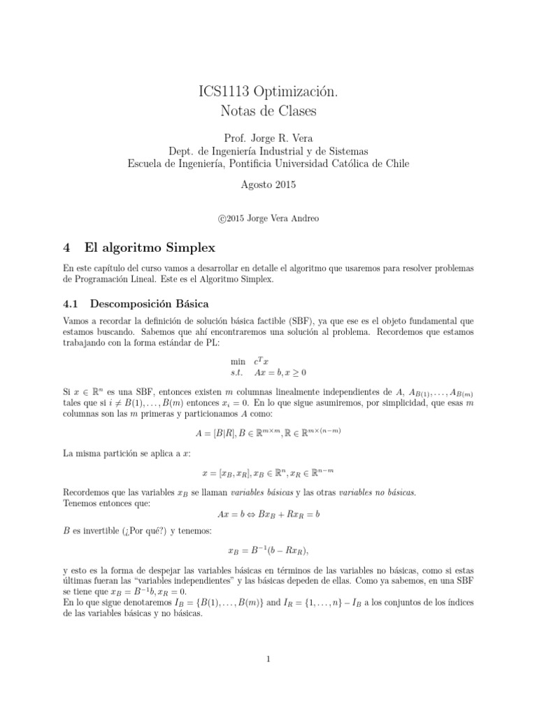 1.algoritmo Simplex 2015-2 Parte 1 | PDF | Variable (Matemáticas ...