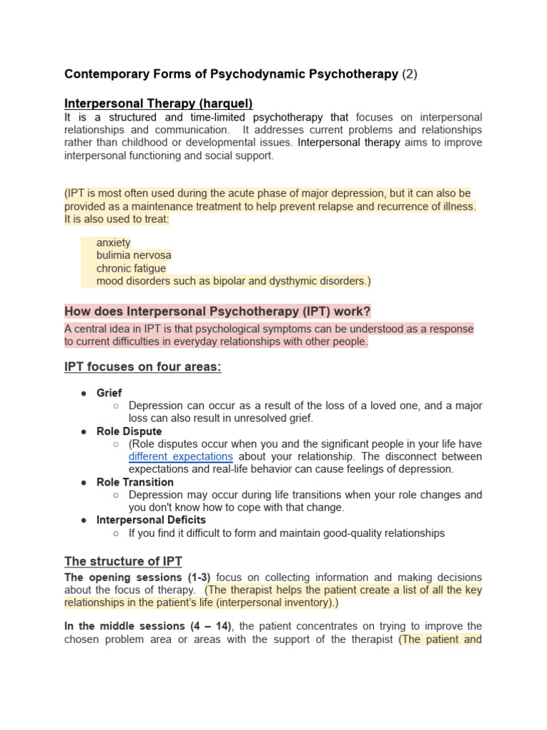 Contemporary Forms of Psychodynamic Psychotherapy | PDF | Psychotherapy ...