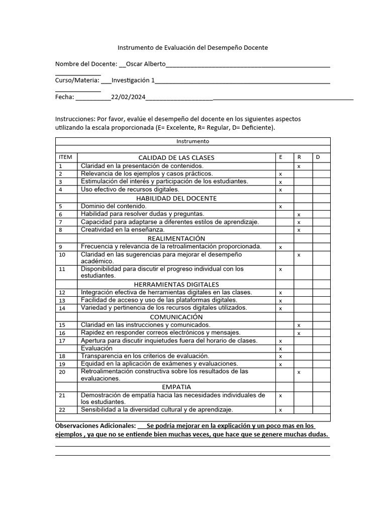 Instrumento de Evaluacion Del Desempeno Docente | Descargar gratis PDF | Evaluación | Cognición