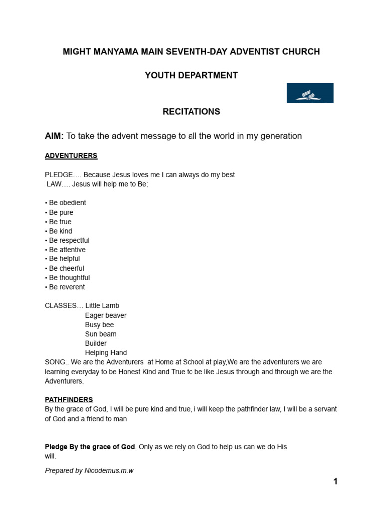 YOUTH RECITATIONS (1) | PDF | Jesus | Christian Belief And Doctrine