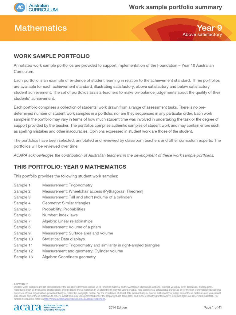 Year 9 Mathematics Portfolio Above | Download Free PDF | Trigonometry ...