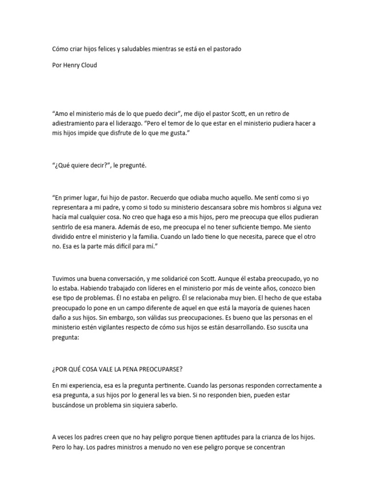 Cómo Criar Hijos Felices Y Saludables Mientras Se Está En El Pastorado
