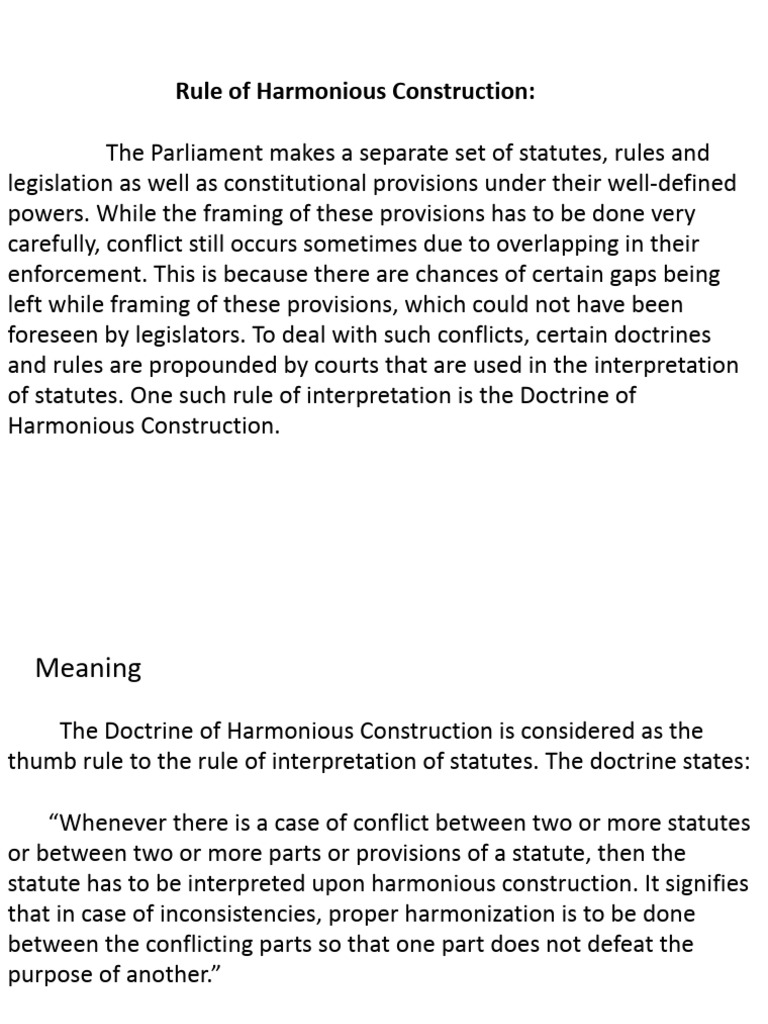 Rule of Harmonious Construction | PDF | Political Charters | Justice