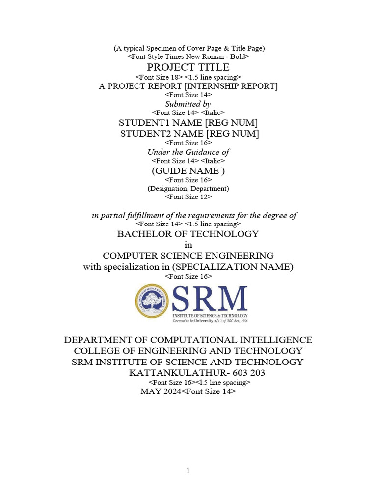 B.Tech Research Project and Internship Report Manual | PDF | Skin ...