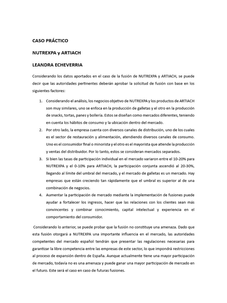 Caso Practico Nutrexpa y Artiach | PDF | Finanzas y dinero | Ciencias ...