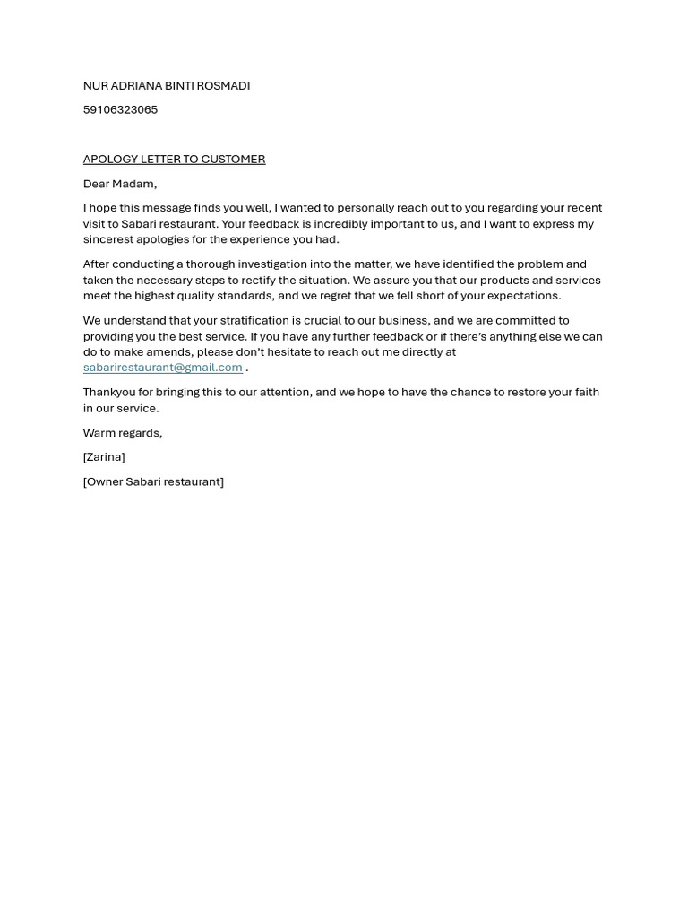 Apology from Sabari Restaurant | PDF | Self-Improvement