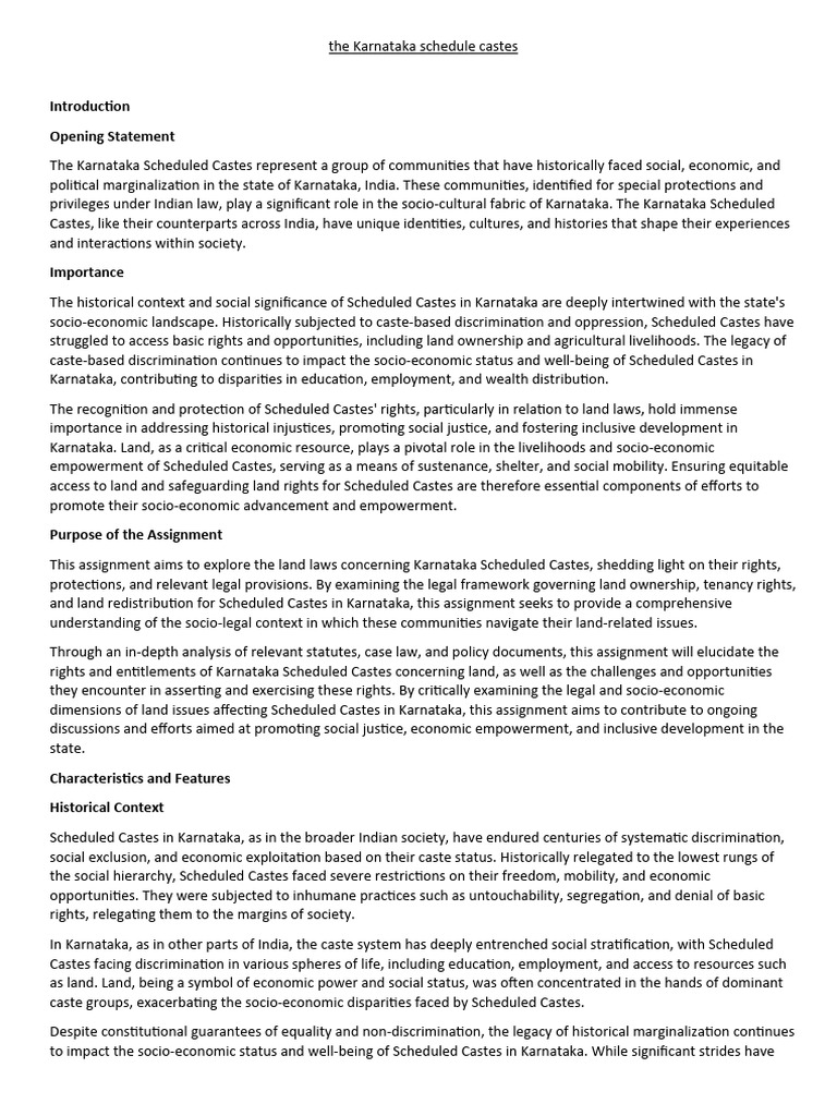 Karnataka Scheduled Castes Land Rights | PDF | Leasehold Estate | Landlord