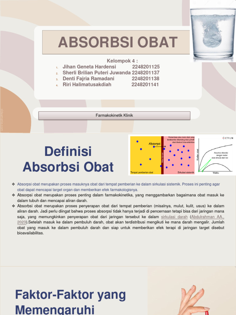 Kelompok 4 Absorbsi Obat Farmakokinetik Klinik | PDF
