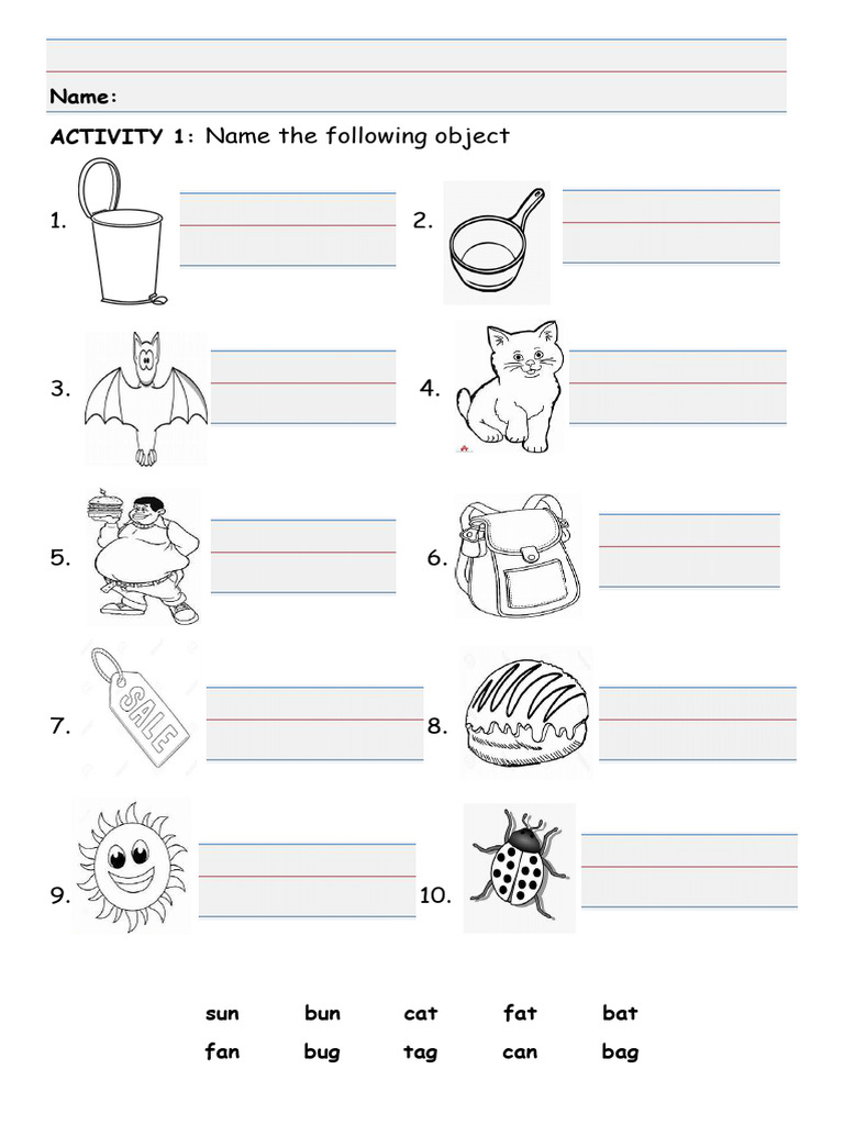 Object Naming and Word Selection Activities | PDF