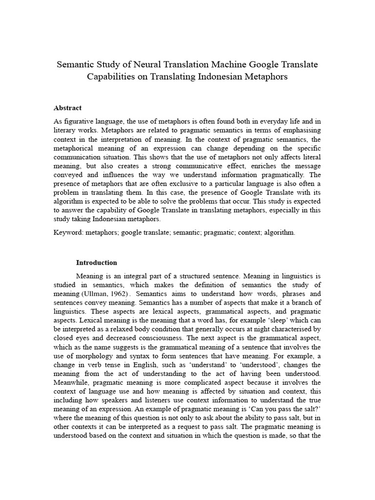 Study of Neural Translation Machine Google Translate Translating Meaning of Indonesian Cultural ...