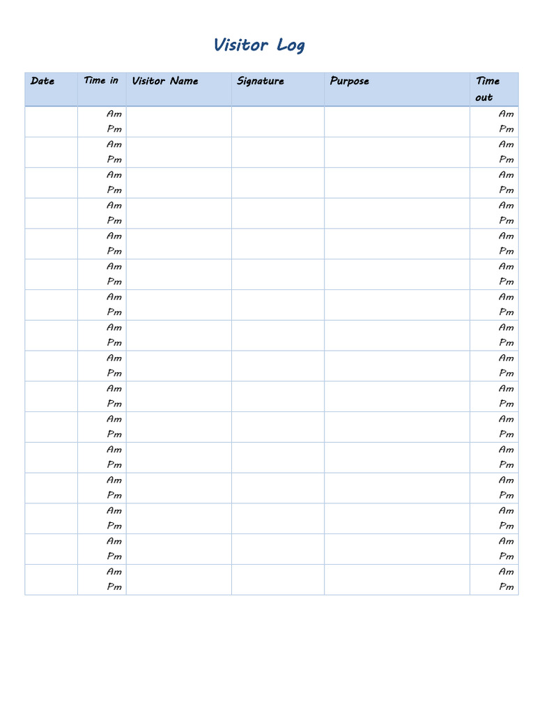 Visitor Log Template 21 | PDF