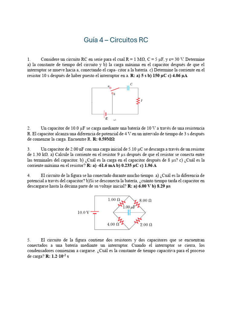 Guía 4 - Circuitos RC | PDF | Condensador | Red eléctrica