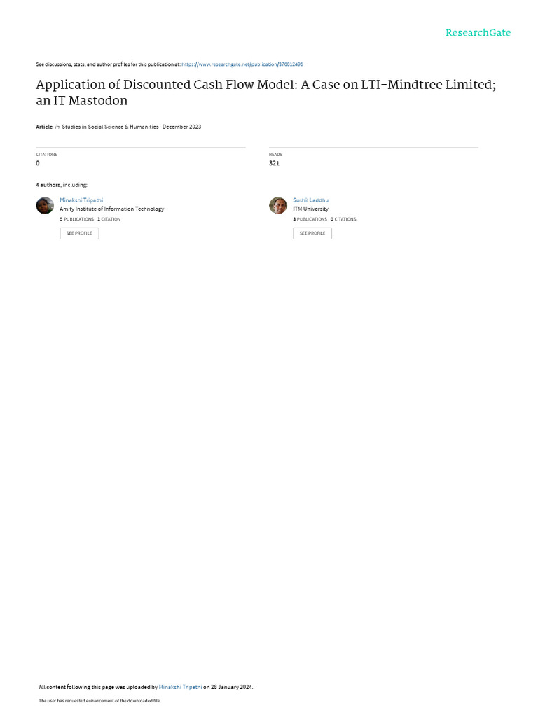 Application of Discounted Cash Flow Model LTI | PDF | Discounted Cash ...