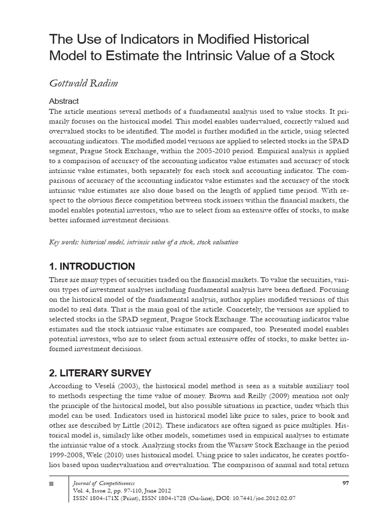The Use of Indicators in Modified Historical Model | PDF | Investing ...
